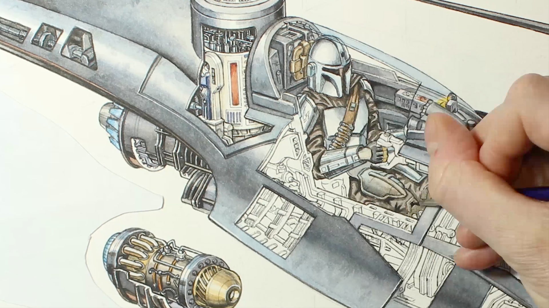 Star Wars the Mandalorian - Official N7 Starfighter artwork timelapse