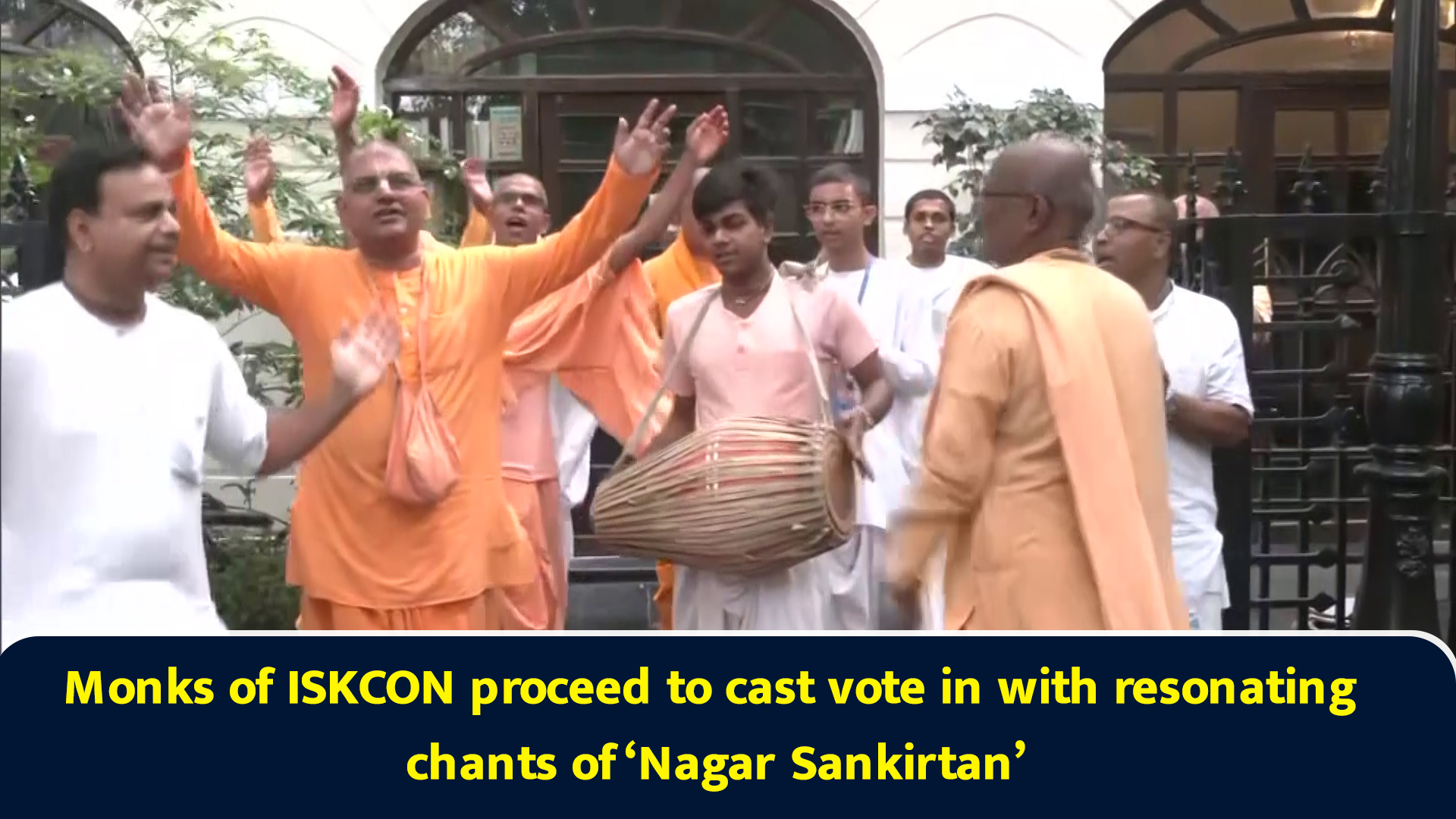 Monks of ISKCON proceed to cast vote in with resonating chants of ...