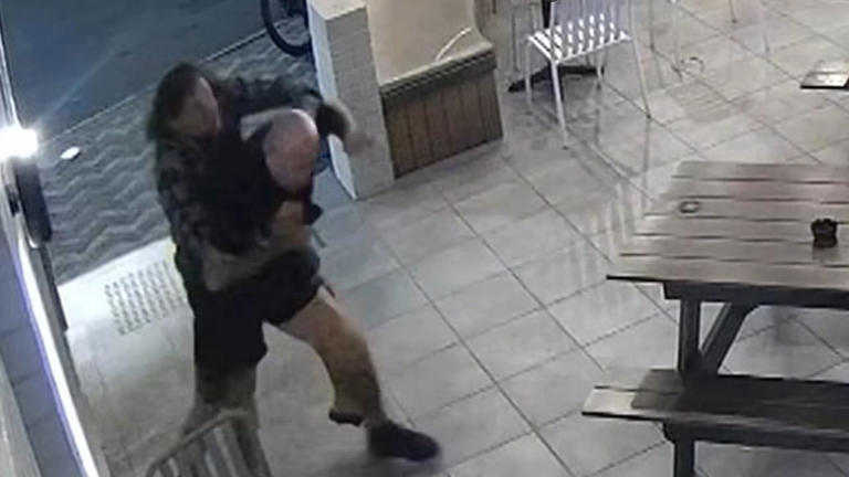 Images of bikie in wild pub brawl