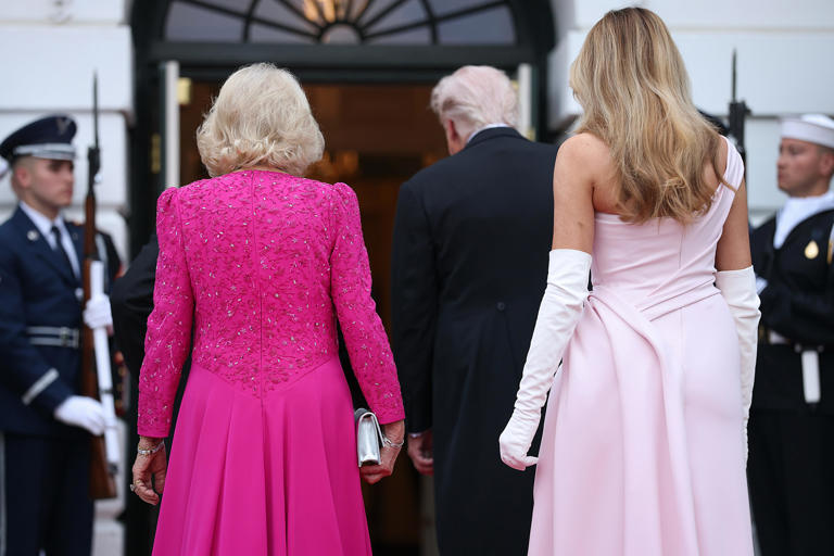Melania Trump and Queen Camilla match in pink for royal state dinner