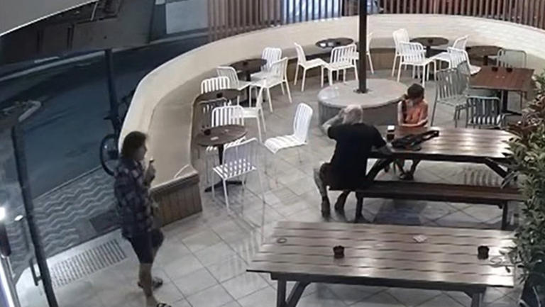Images of bikie in wild pub brawl