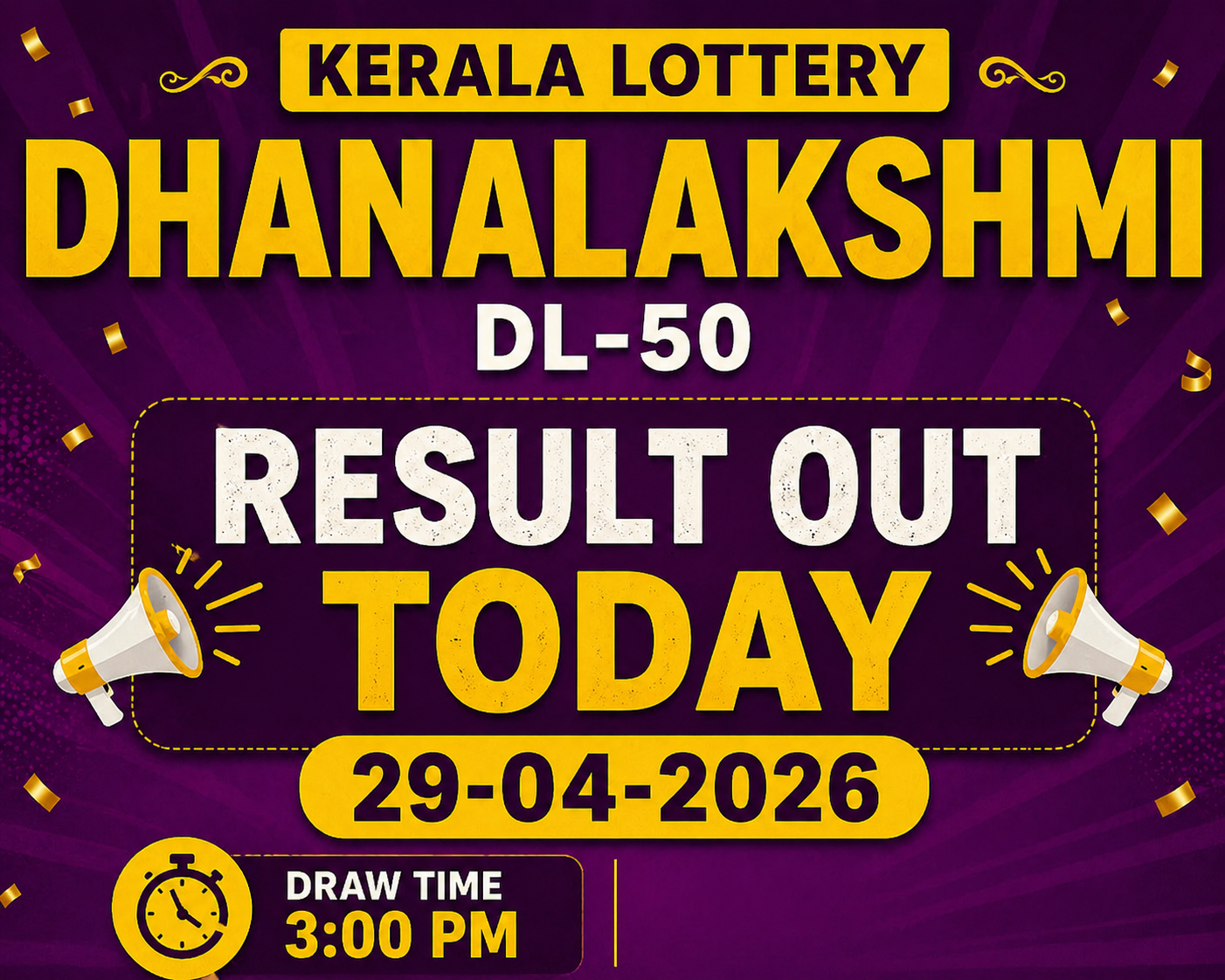 Kerala lottery Dhanalakshmi DL-50 result out today (29-04-2026); Rs 1 ...