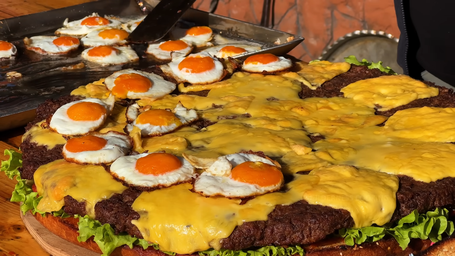 How a massive homemade burger is prepared from scratch