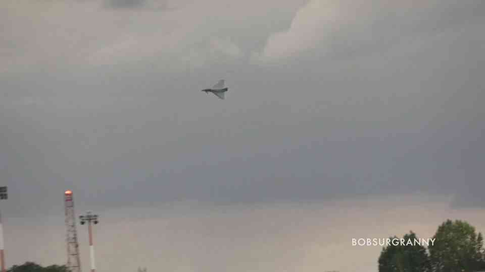 The second this RAF Typhoon launches into a dark, stormy sky