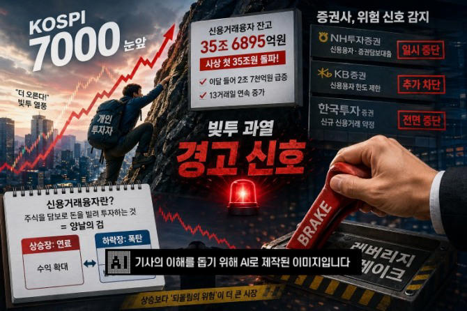 코스피 7000 눈앞…35조 '빚투'에 증권사들 먼저 겁먹어
