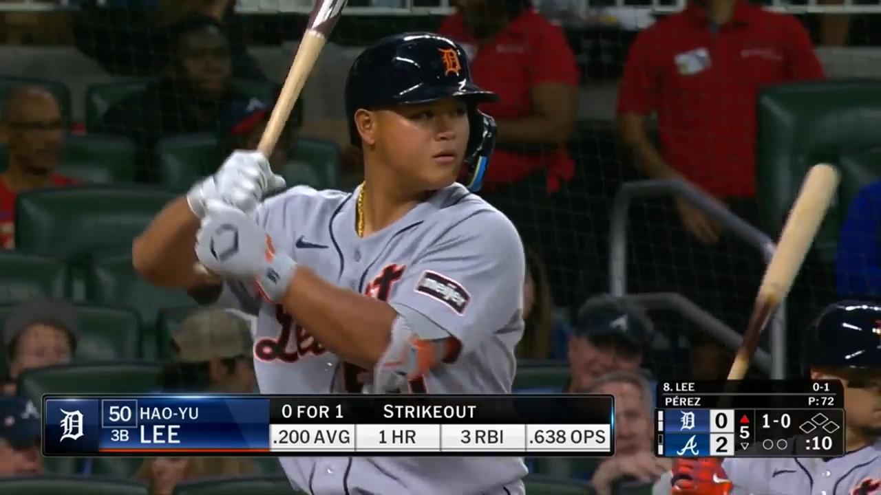 Lee Hao-Yu doubles in Tigers' 5-2 loss to Braves