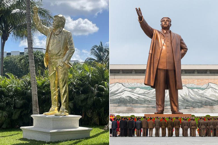 New golden Trump statue bares stunning resemblance to Kim Jong Un statue