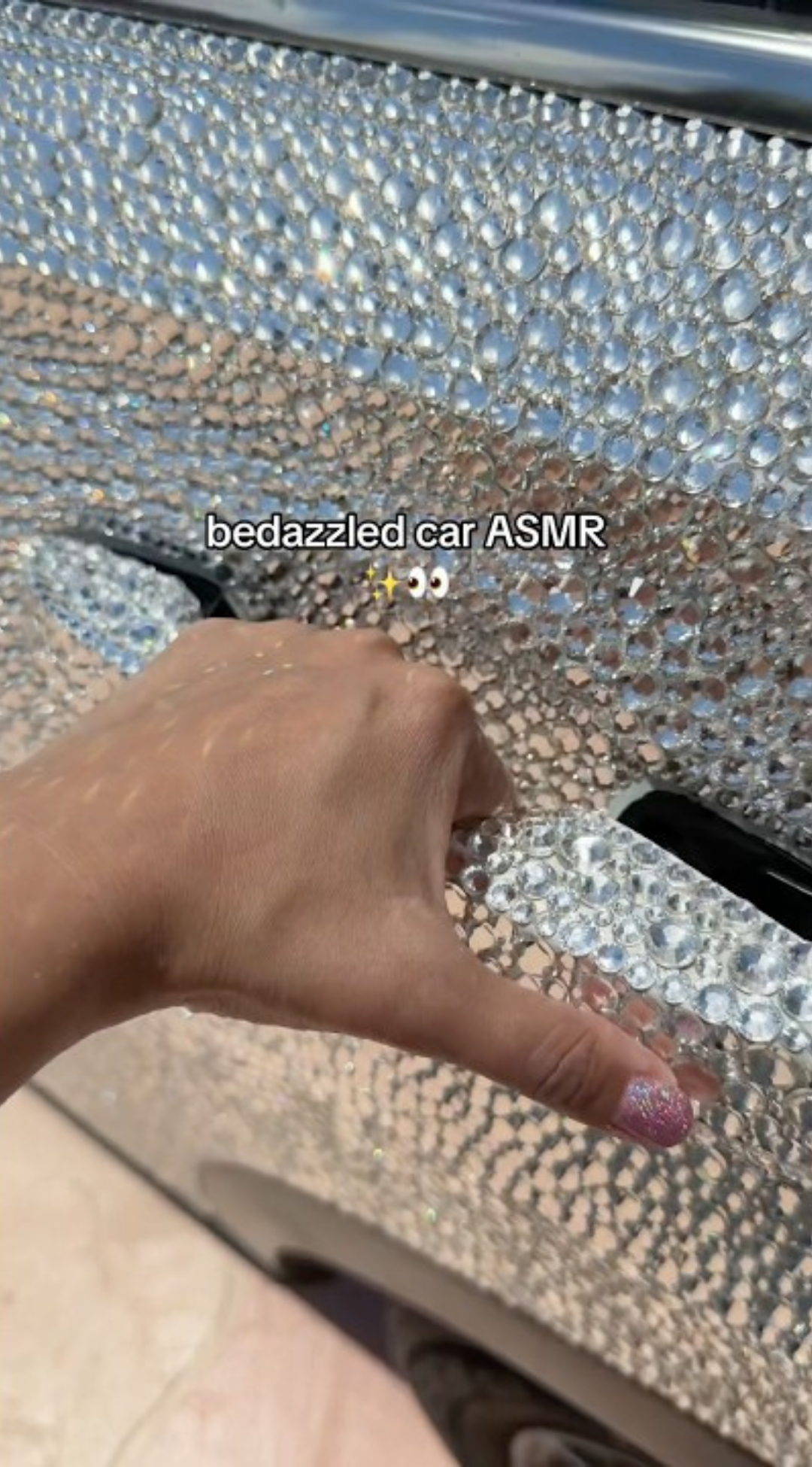 Bedazzled car ASMR satisfying rhinestone process up close