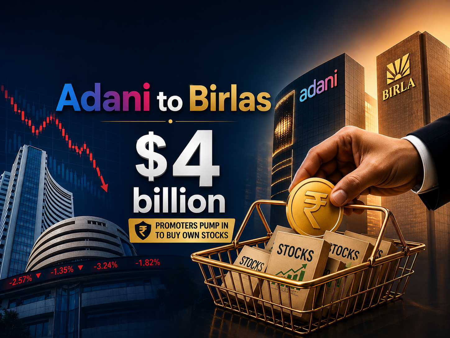 From Adani to Birla: India Inc promoters pump in $4 billion to buy own ...