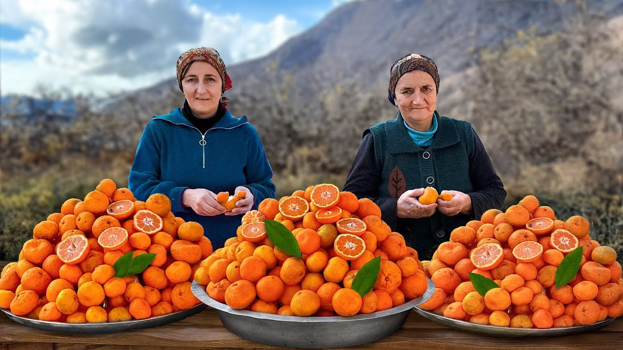 This video shows tangerines turned into winter desserts step by step