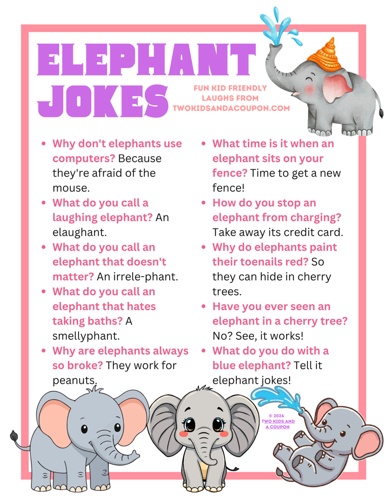 These excellent elephant jokes are trunk-loads of fun
