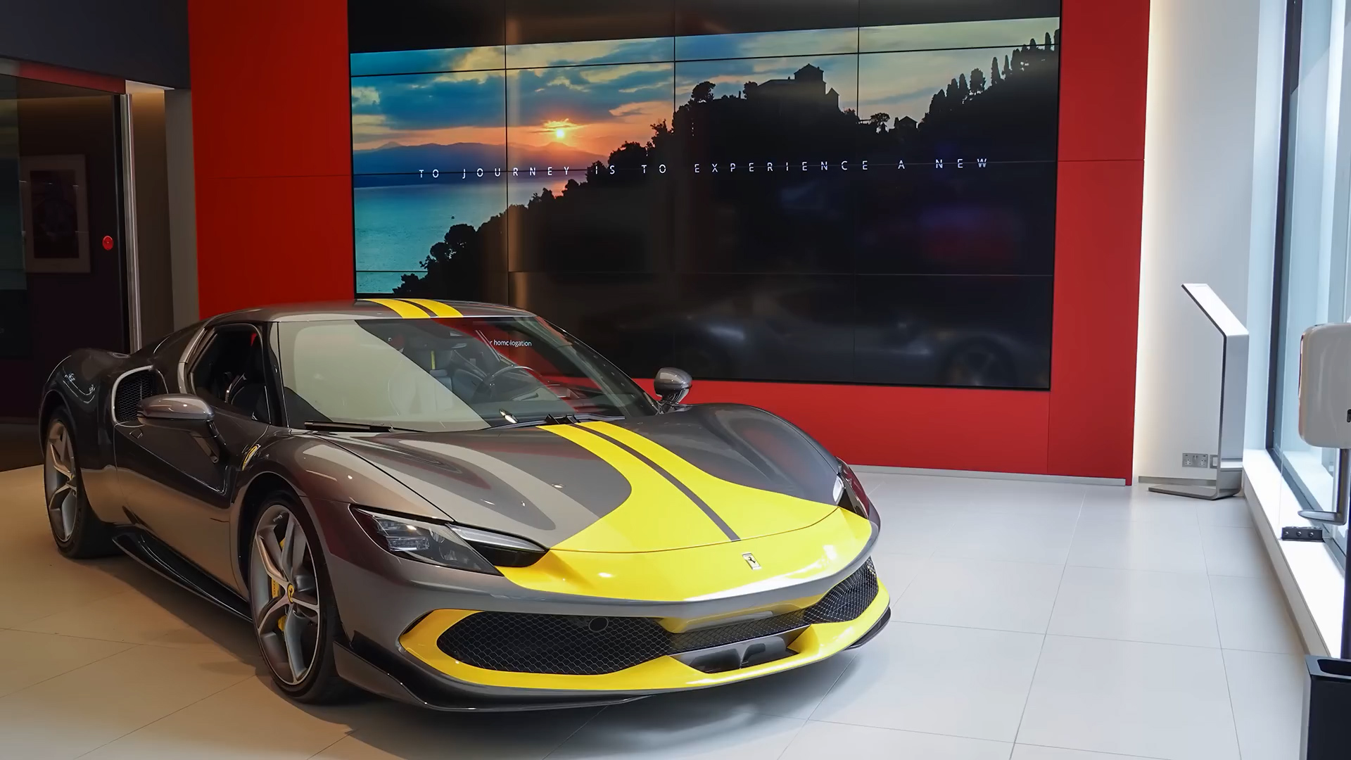 Ferrari 296 GTB Assetto Fiorano in modern showroom display