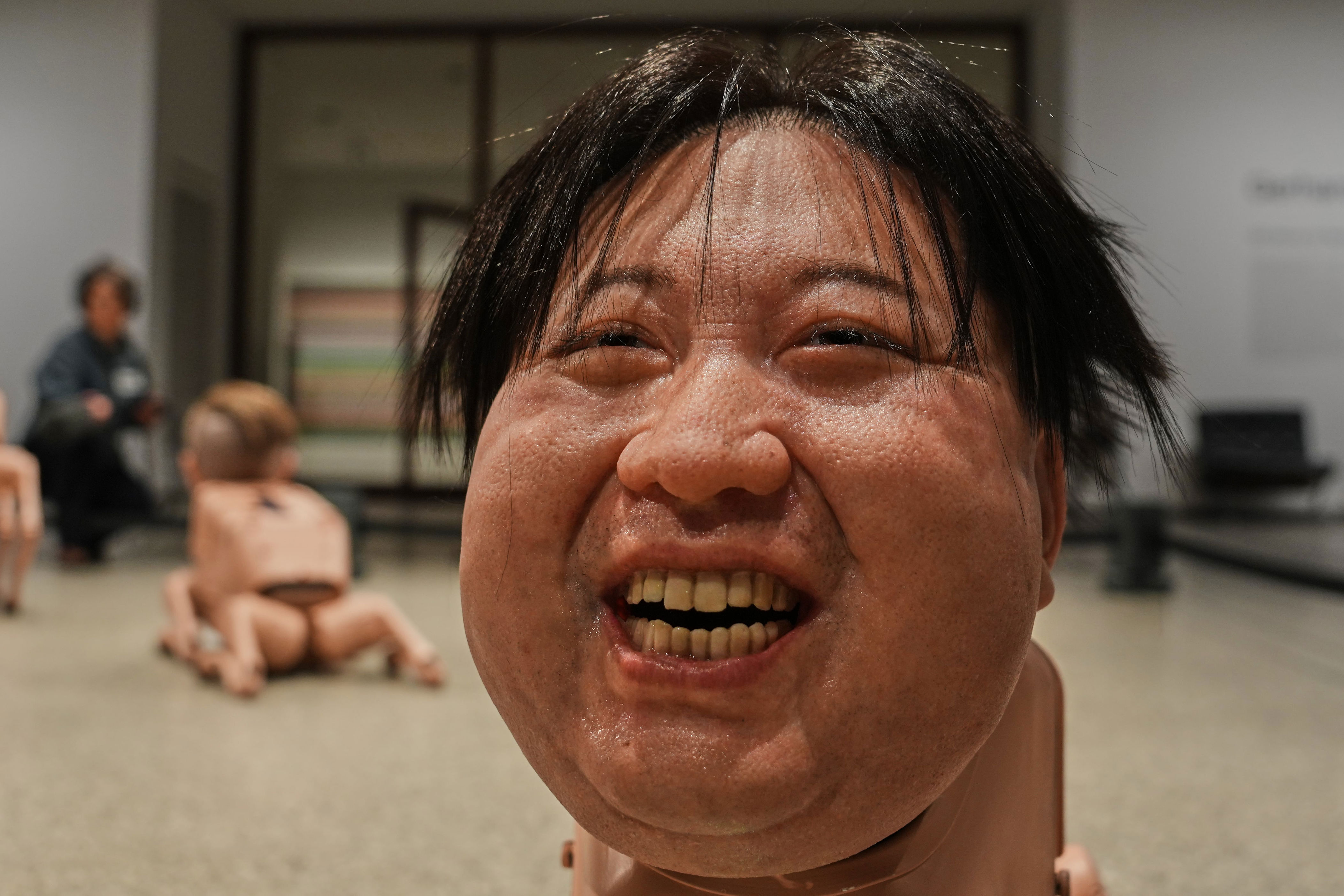 Robot dogs featuring Kim Jong-un head roam Berlin gallery