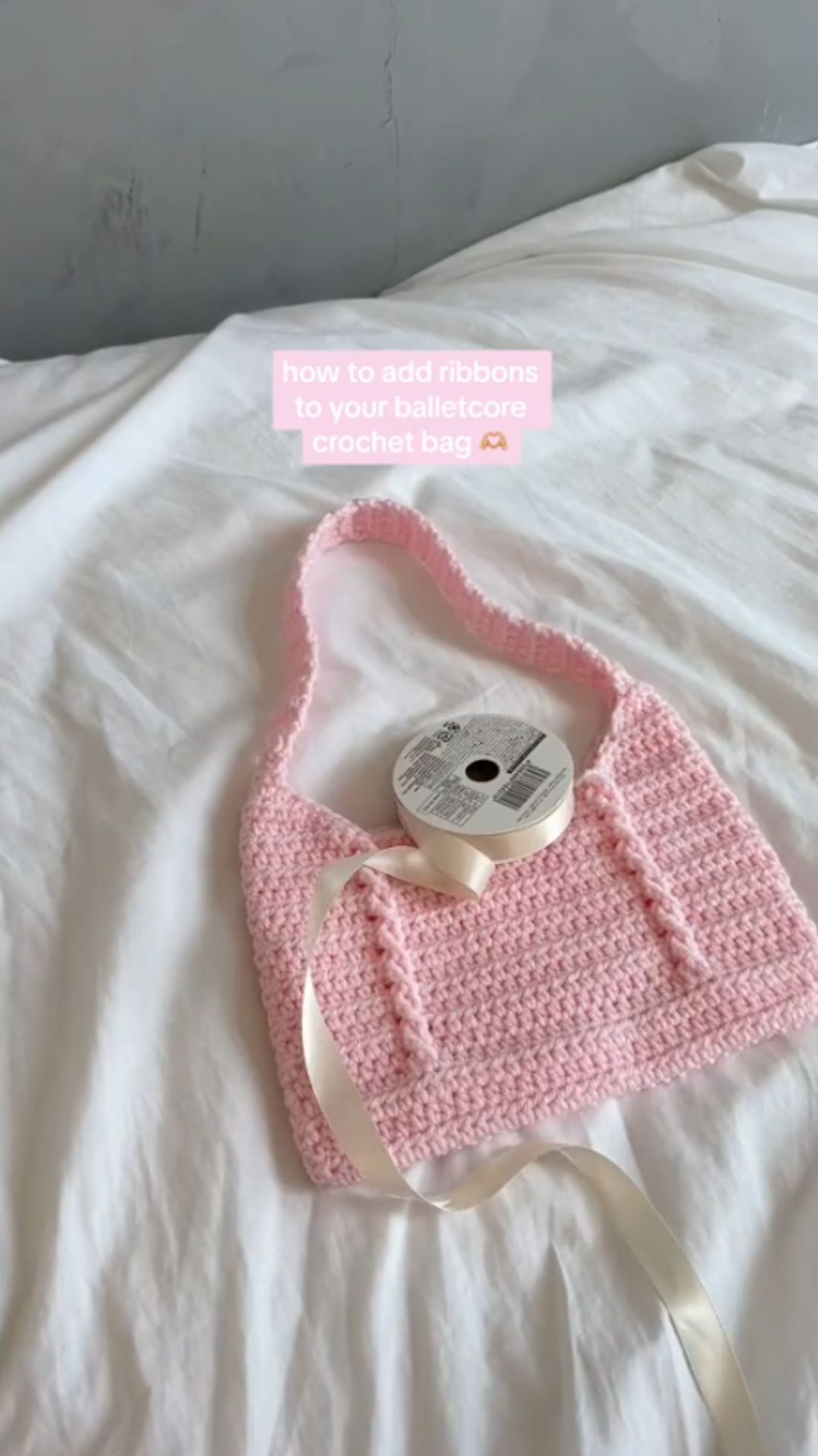 Balletcore crochet lace ribbon bag tutorial
