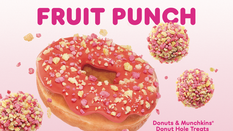 Dunkin' unveils unique fruit punch donut and seasonal refreshers