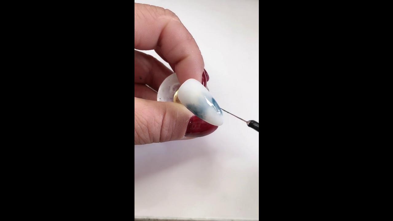 Painting Delicate Floral Nails With Gradient Blue Base And Metallic ...