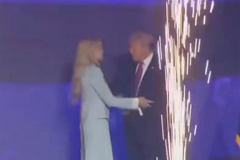 Erika Kirk rushes off stage after awkward embrace with Trump