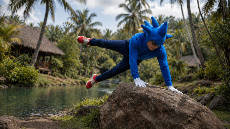 Cena de Sonic ganha vida com parkour