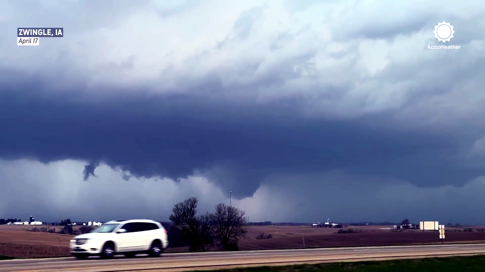 Tornado-warned storm looming over northeast Iowa