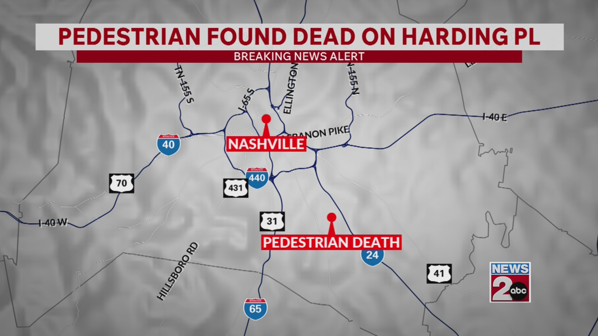Pedestrian found dead on Harding Place in Nashville, TN