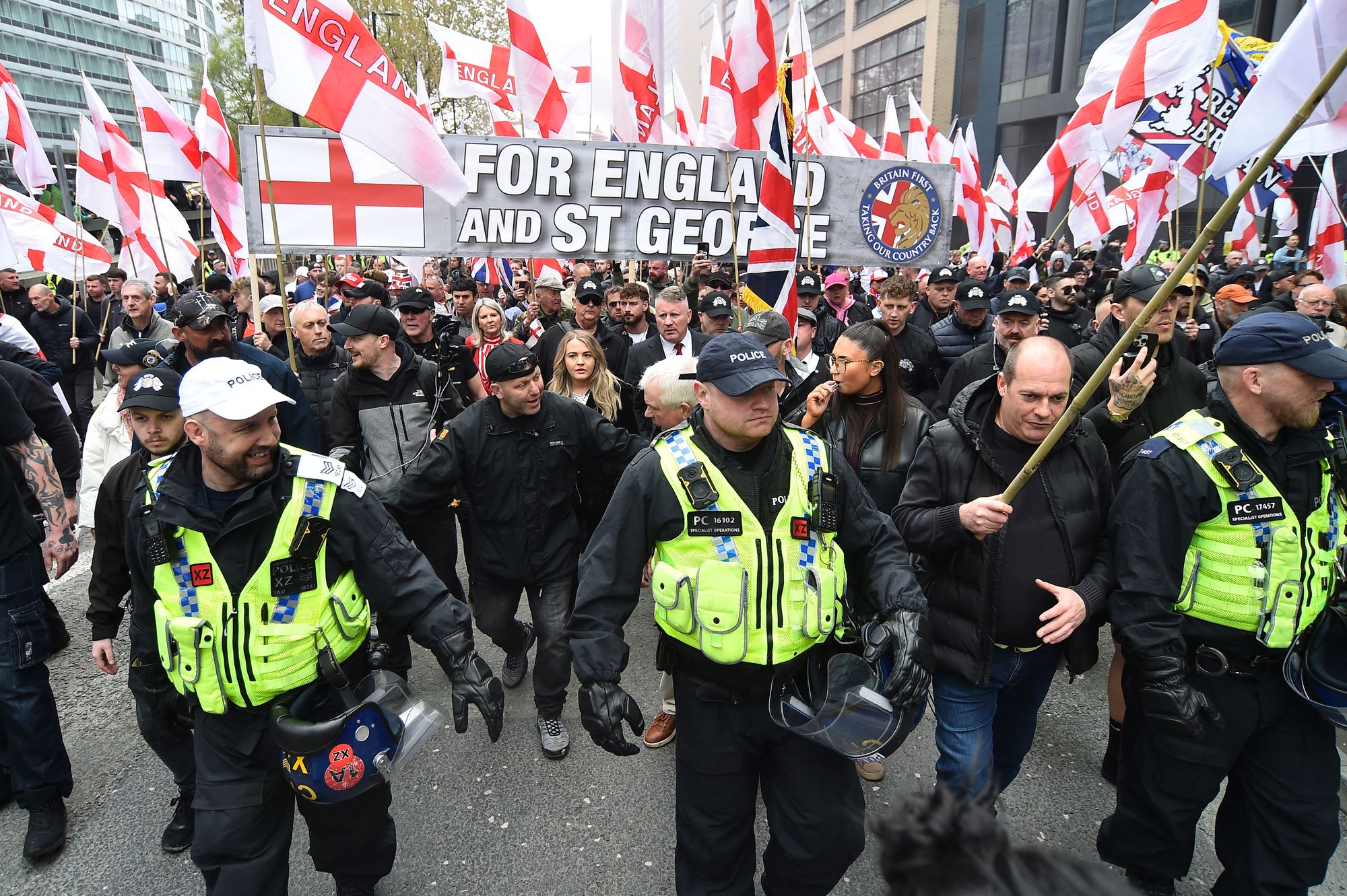 Hundreds at Britain First demo and counter demo in Manchester