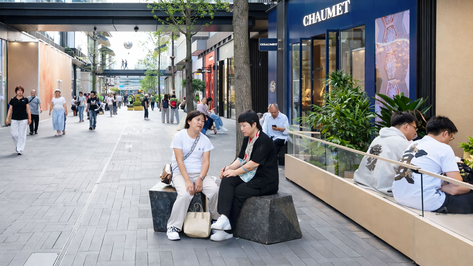 A stylish street in China that functions like a public rest area