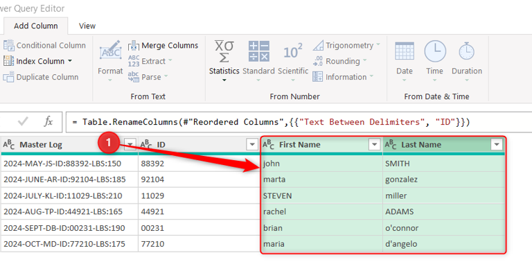 How to use column from examples in Excel Power Query