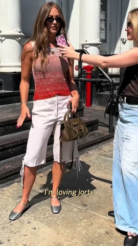 Street style jorts at New York Fashion Week