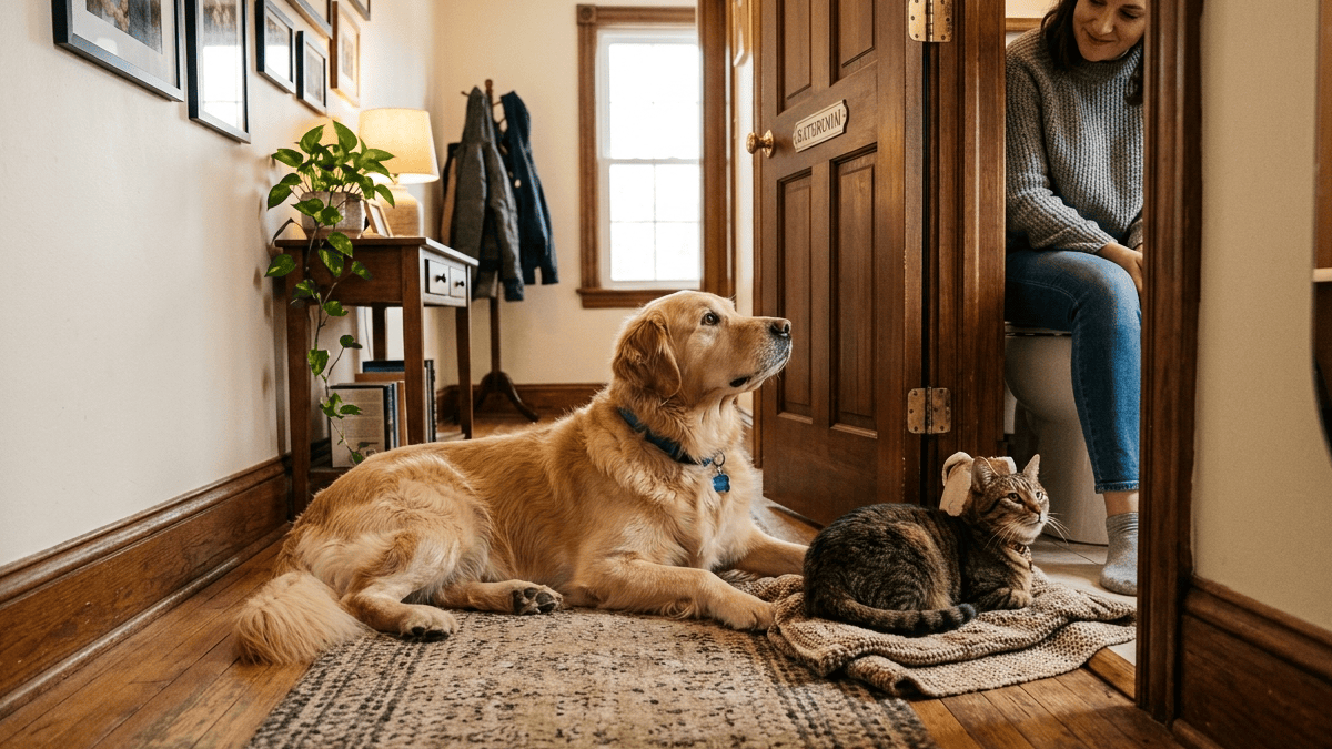 This is what it really means when your pet follows you to the bathroom