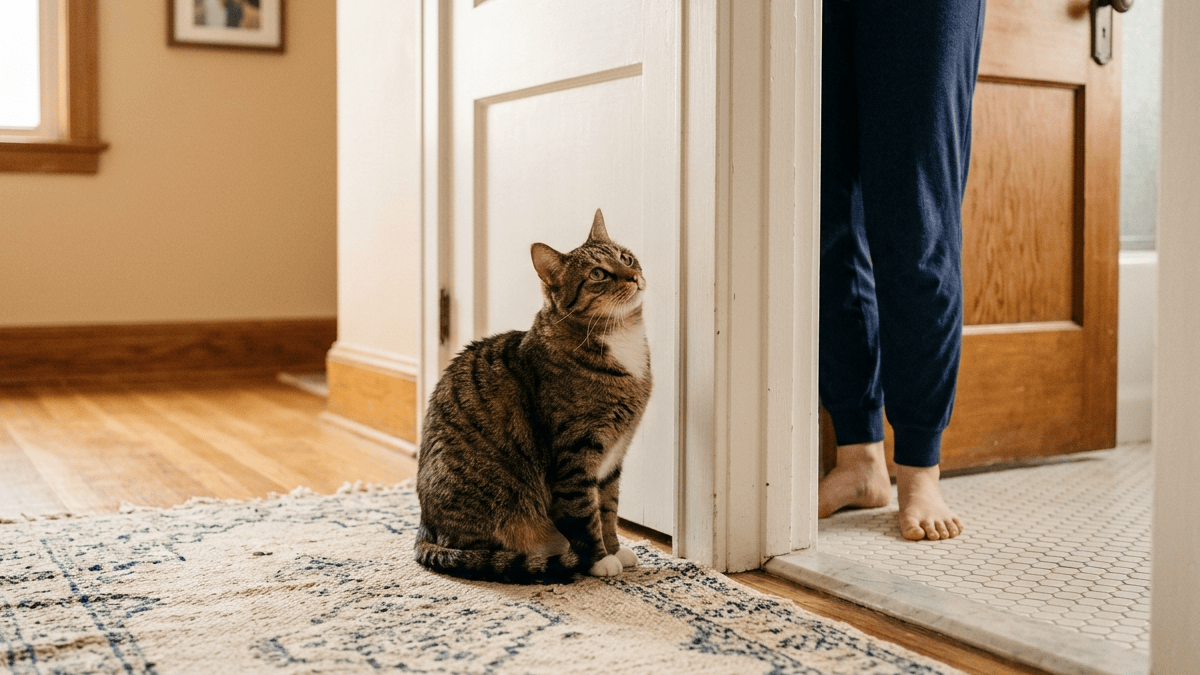 This is what it really means when your pet follows you to the bathroom