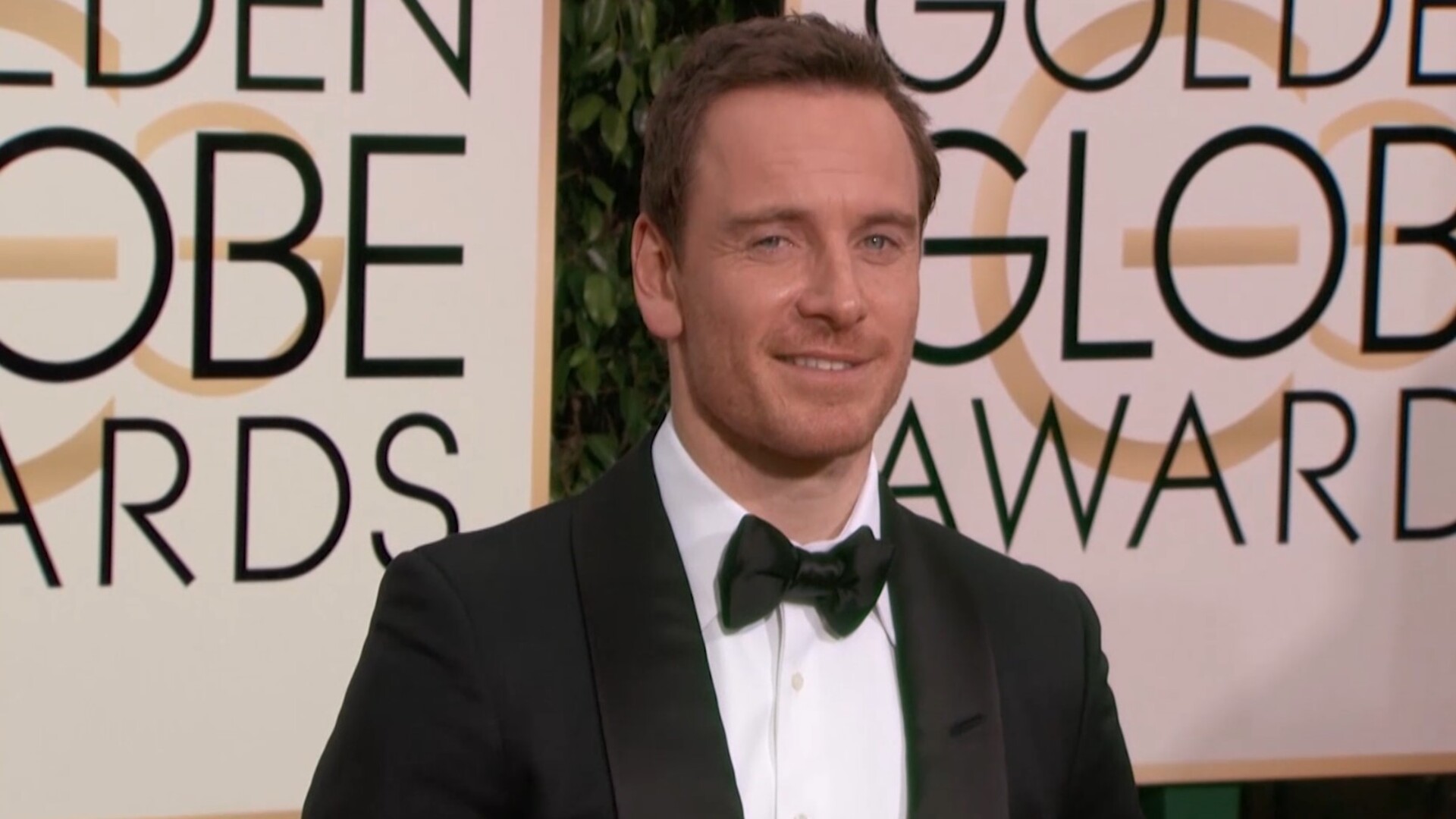 Michael Fassbender at Golden Globe Awards red carpet