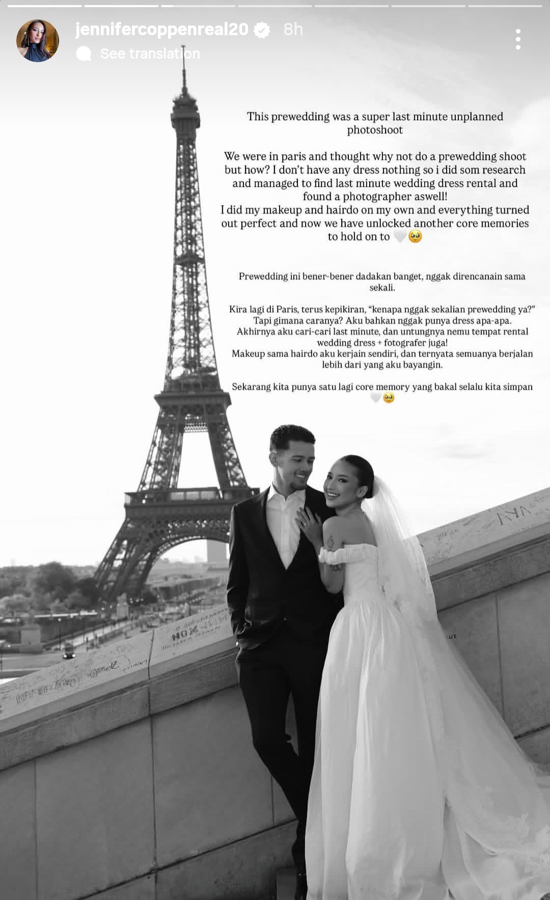 Jennifer Coppen ungkap cerita di balik foto prewedding di Paris ...