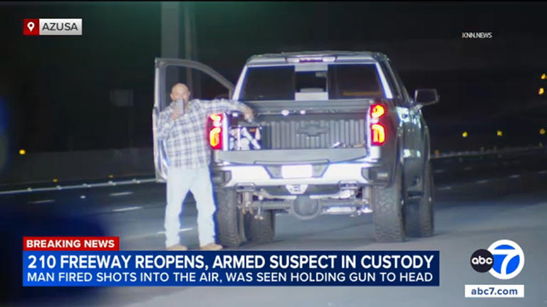 Chase suspect in custody after firing shots into air in standoff on 210 ...
