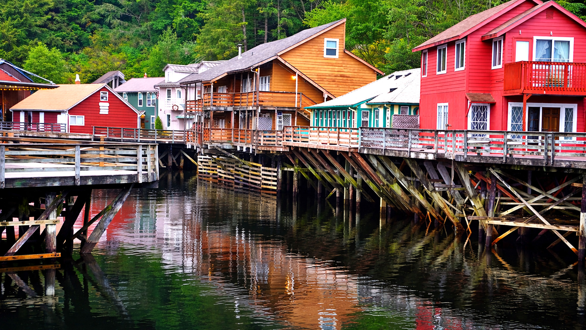 A totem park filled with traditional carvings in Alaska