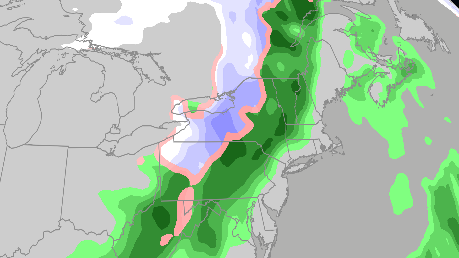 Rain and snow pushing through the Northeast Sunday