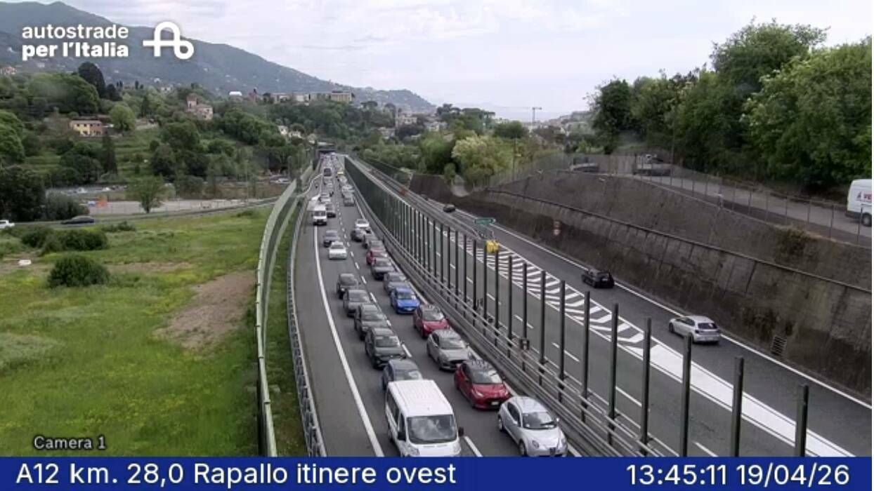A-12: alle 14.30 veicoli in coda tra Rapallo e l’innesto della A-7