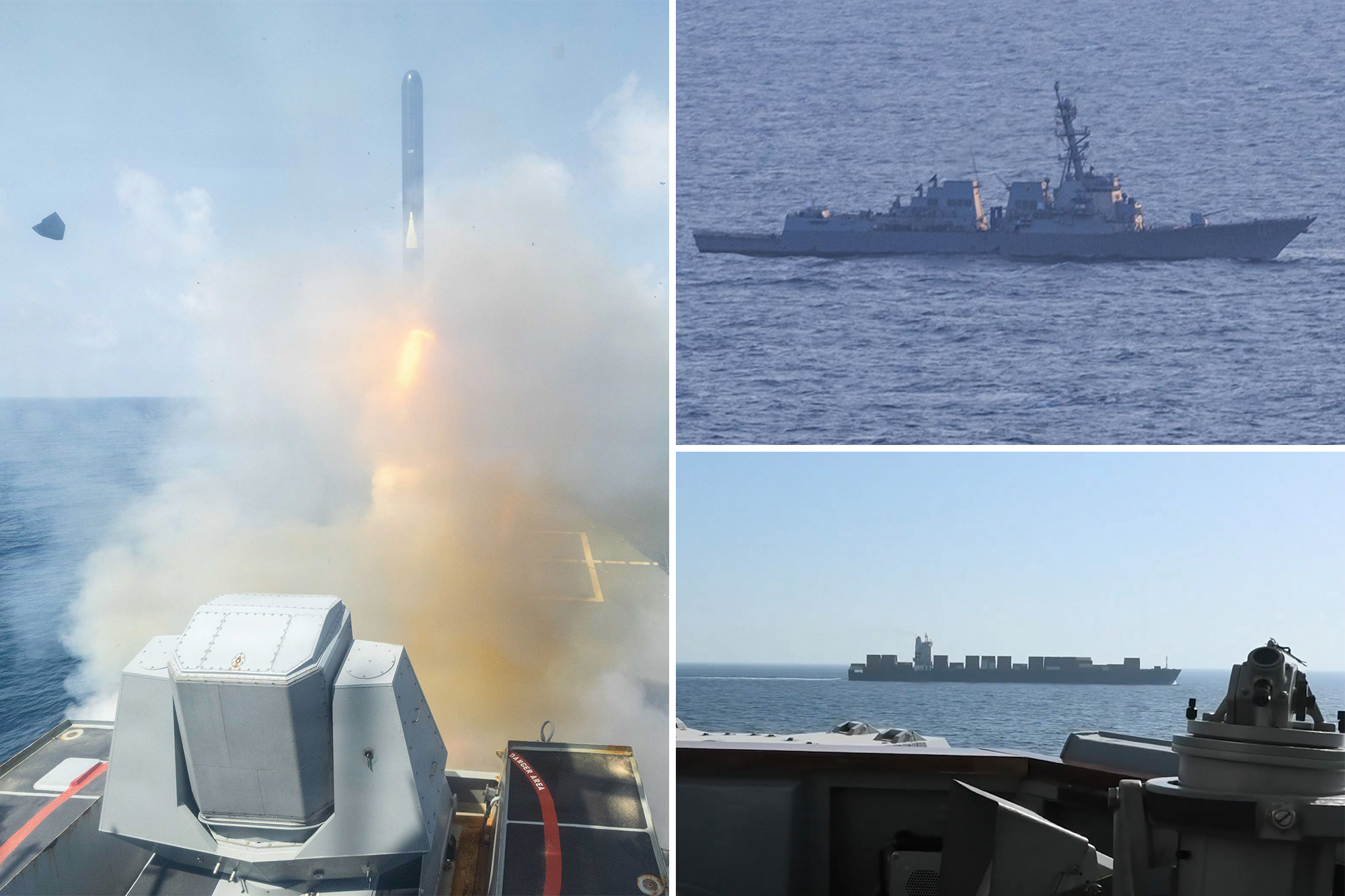 US Navy destroyer blows a hole through Iranian cargo ship that tried to ...