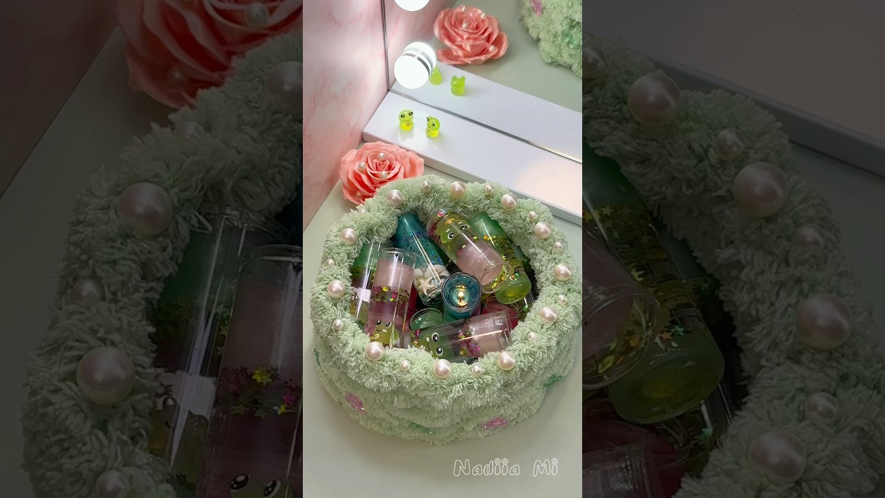 DIY fluffy basket with pearls 🫧 💚Aesthetic storage for water candles