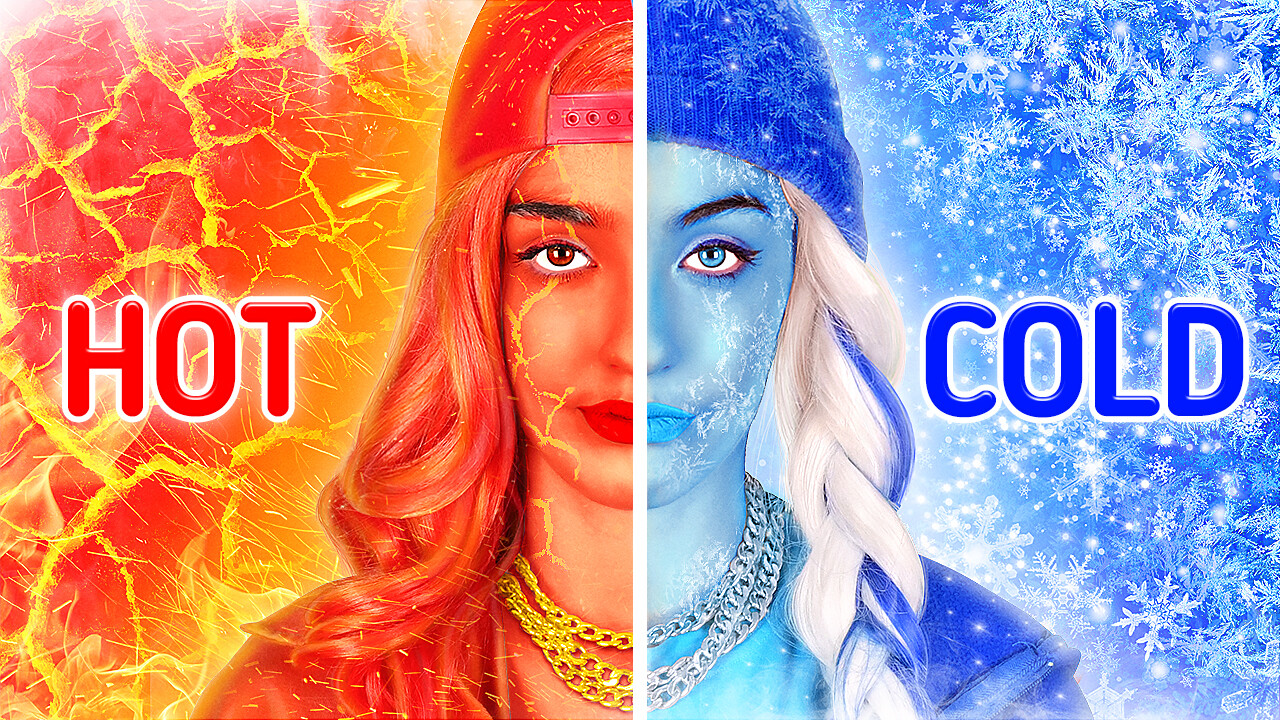Hot & cold elements challenge || Epic moments with girl on fire vs icy ...