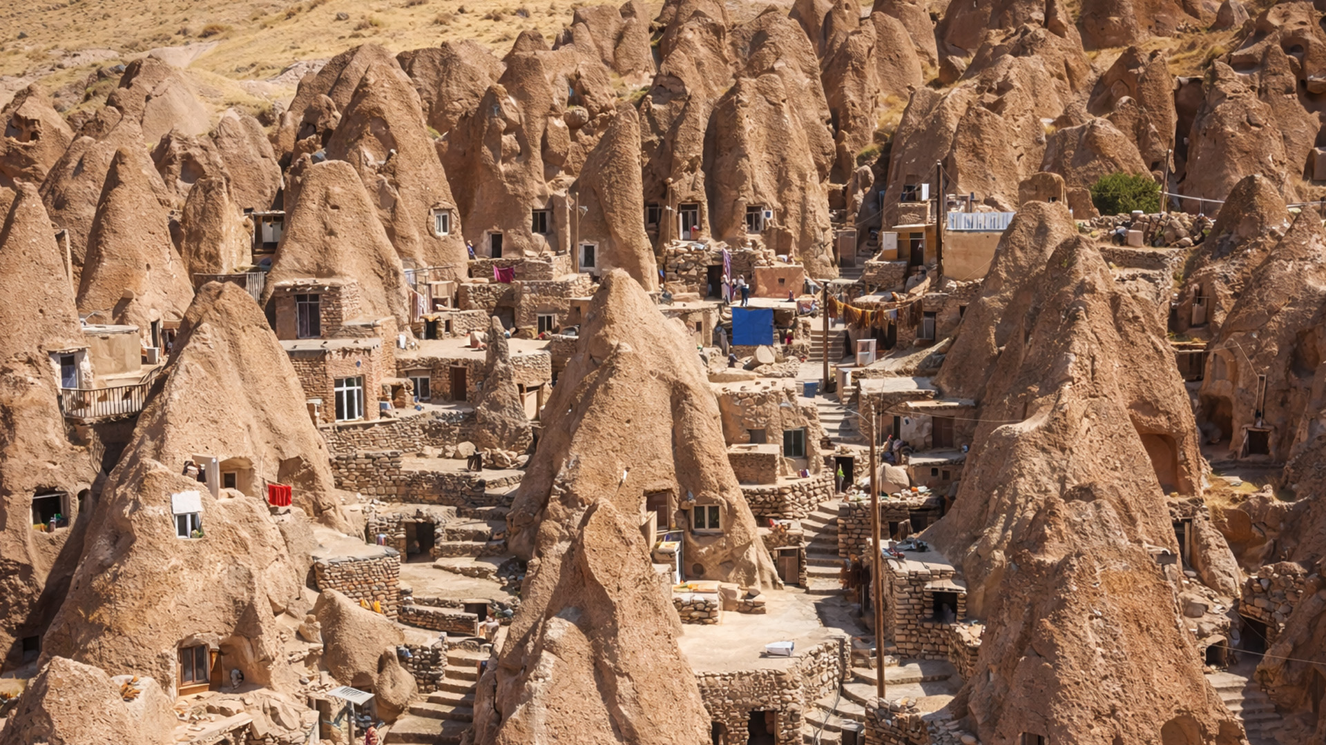 Village built inside the rocks
