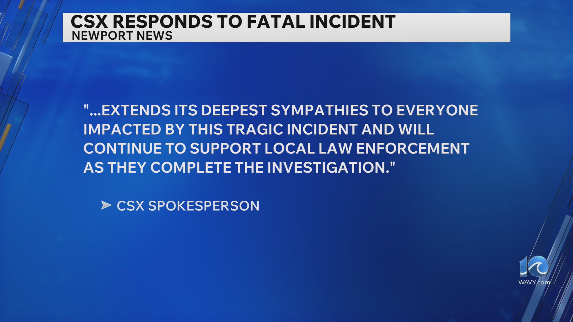 Fatal train accident in Newport News, investigation underway