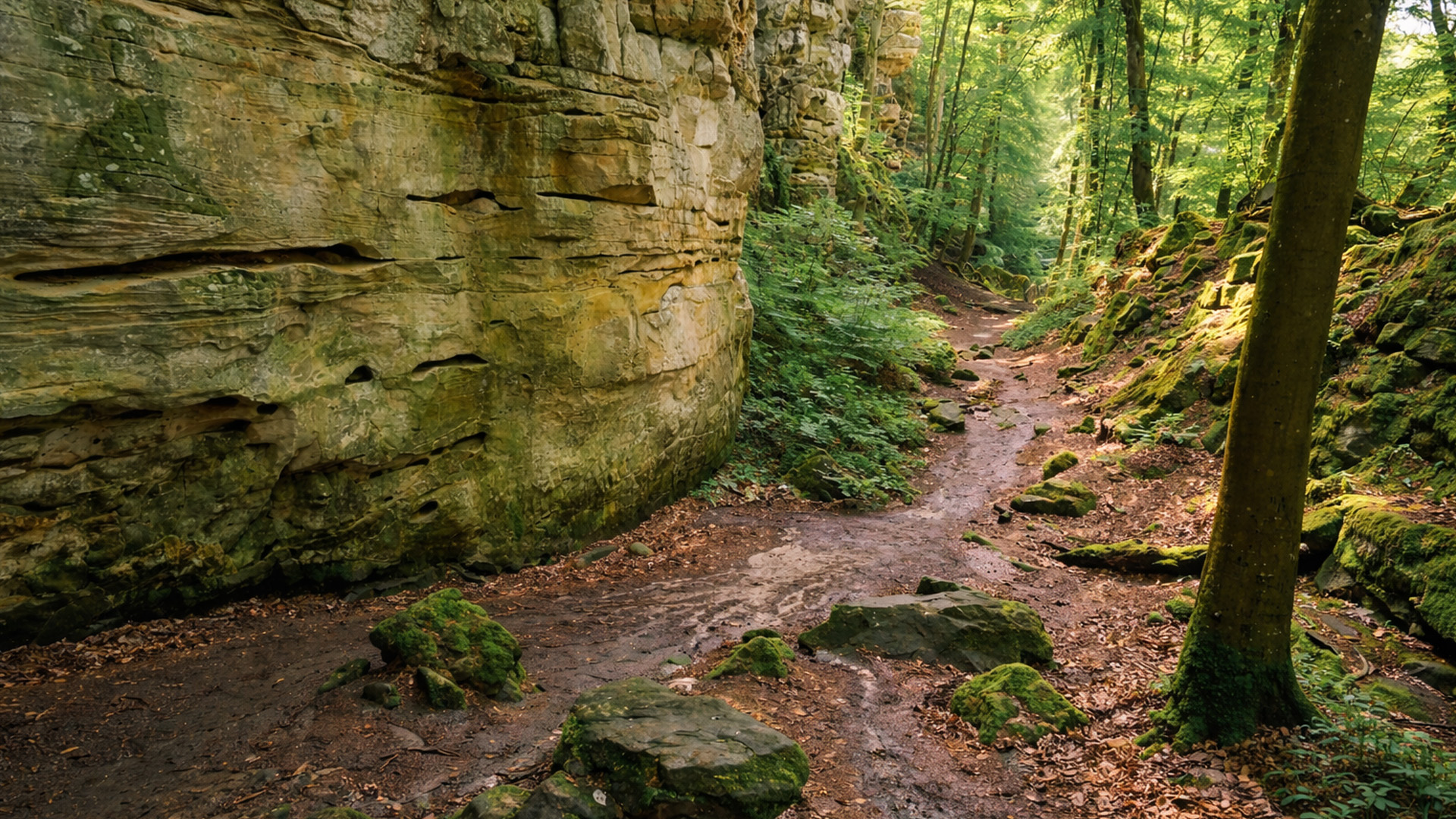 Тевельшлюхт: живописная прогулка по ущелью в Айфеле, Германия (4K)