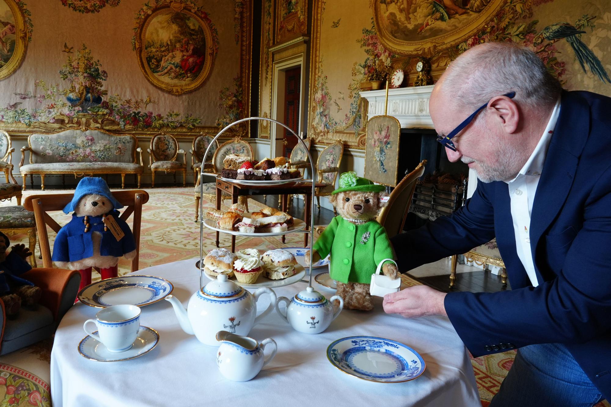 Steiff: 'Queen Bear' recreates tea party with Paddington at Yorkshire hall