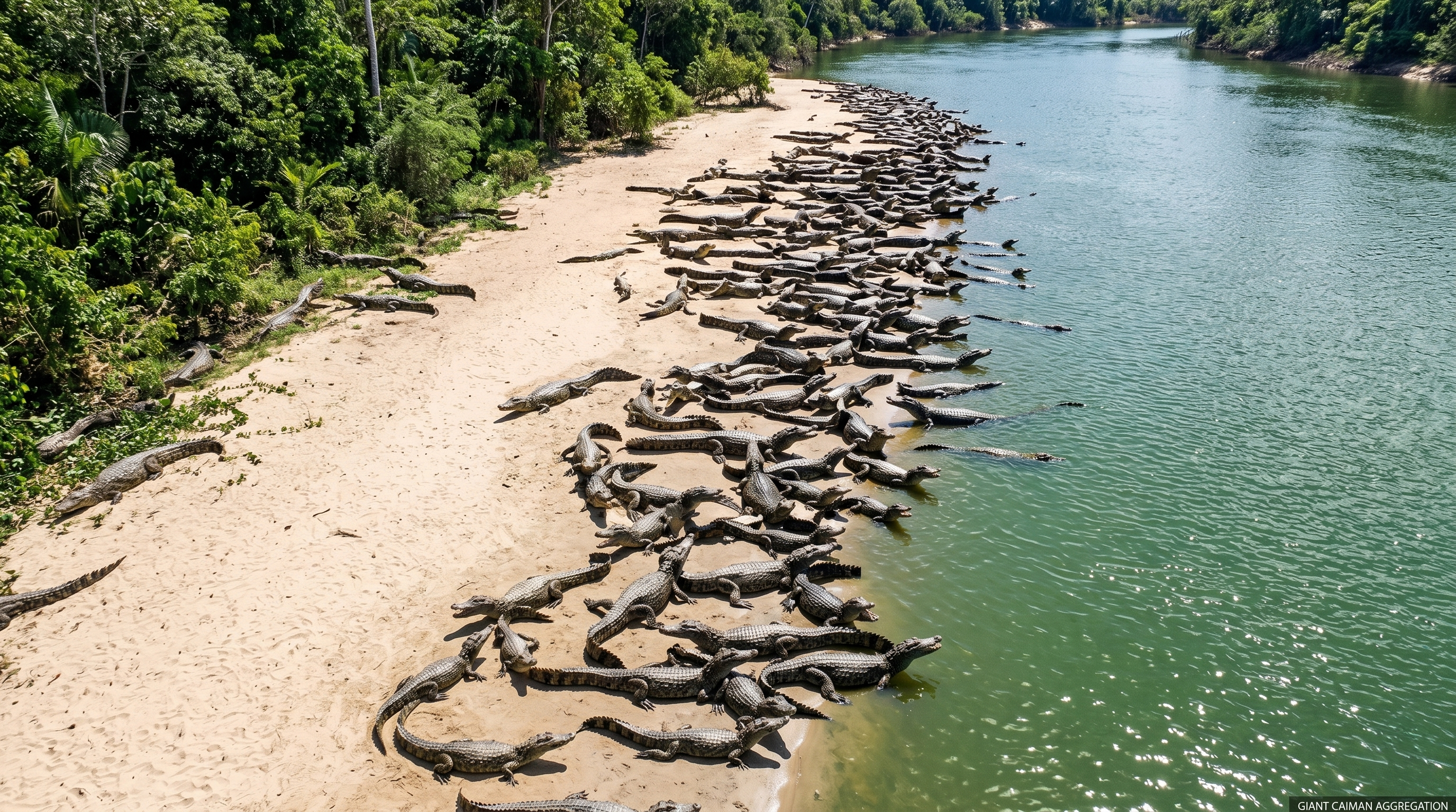 Watch what happens when hundreds of caimans swarm a riverbank and fight ...