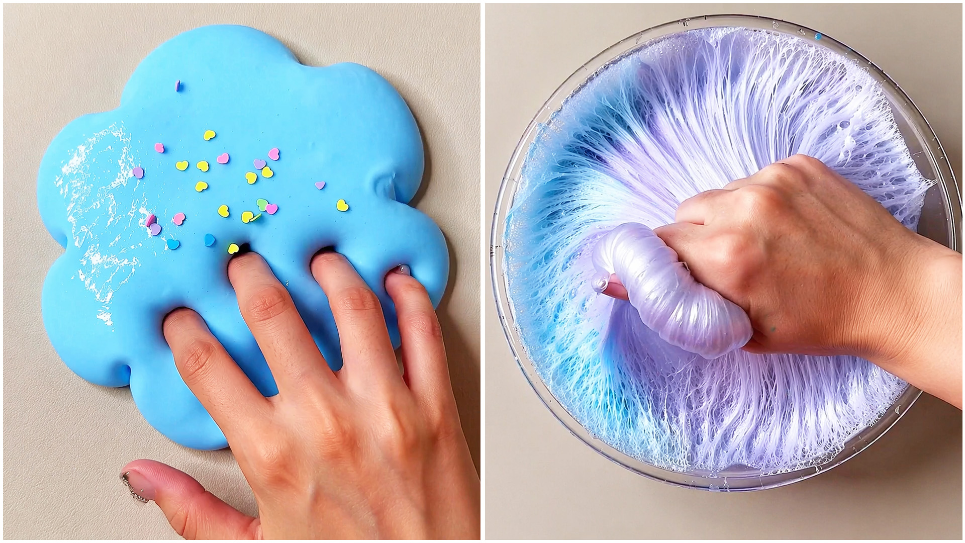 Cloudy blue slime stretch and swirl texture play