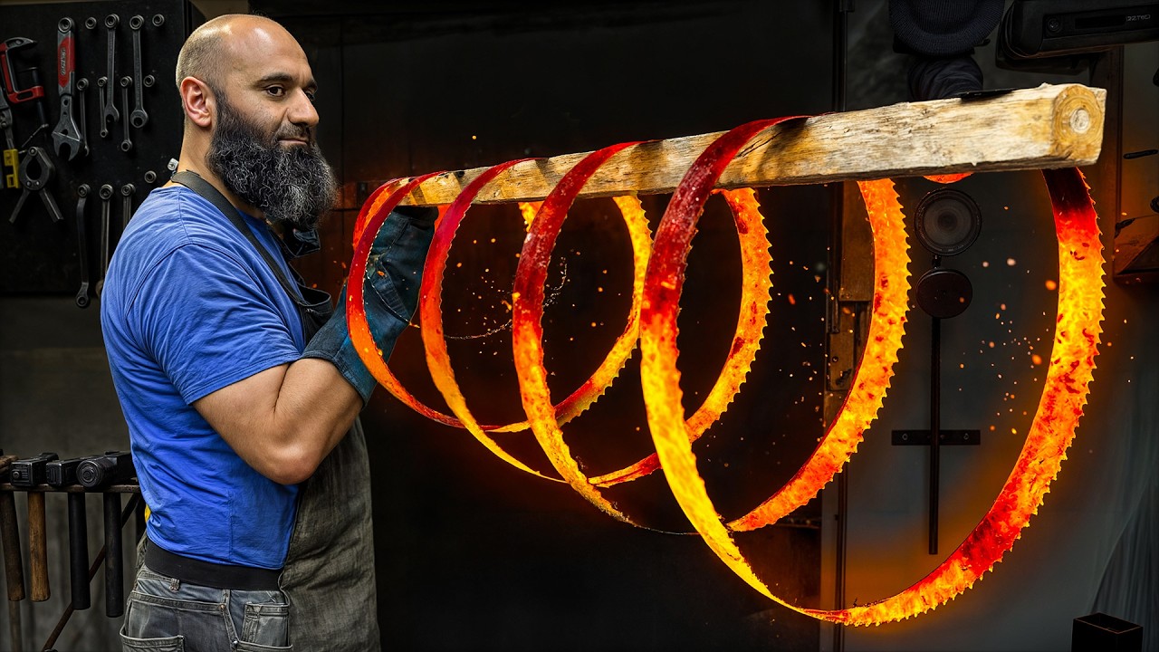 This video shows how a worn bandsaw blade became a sharp handmade knife