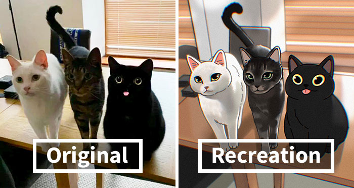13 funny images of cats transformed into cute illustrations