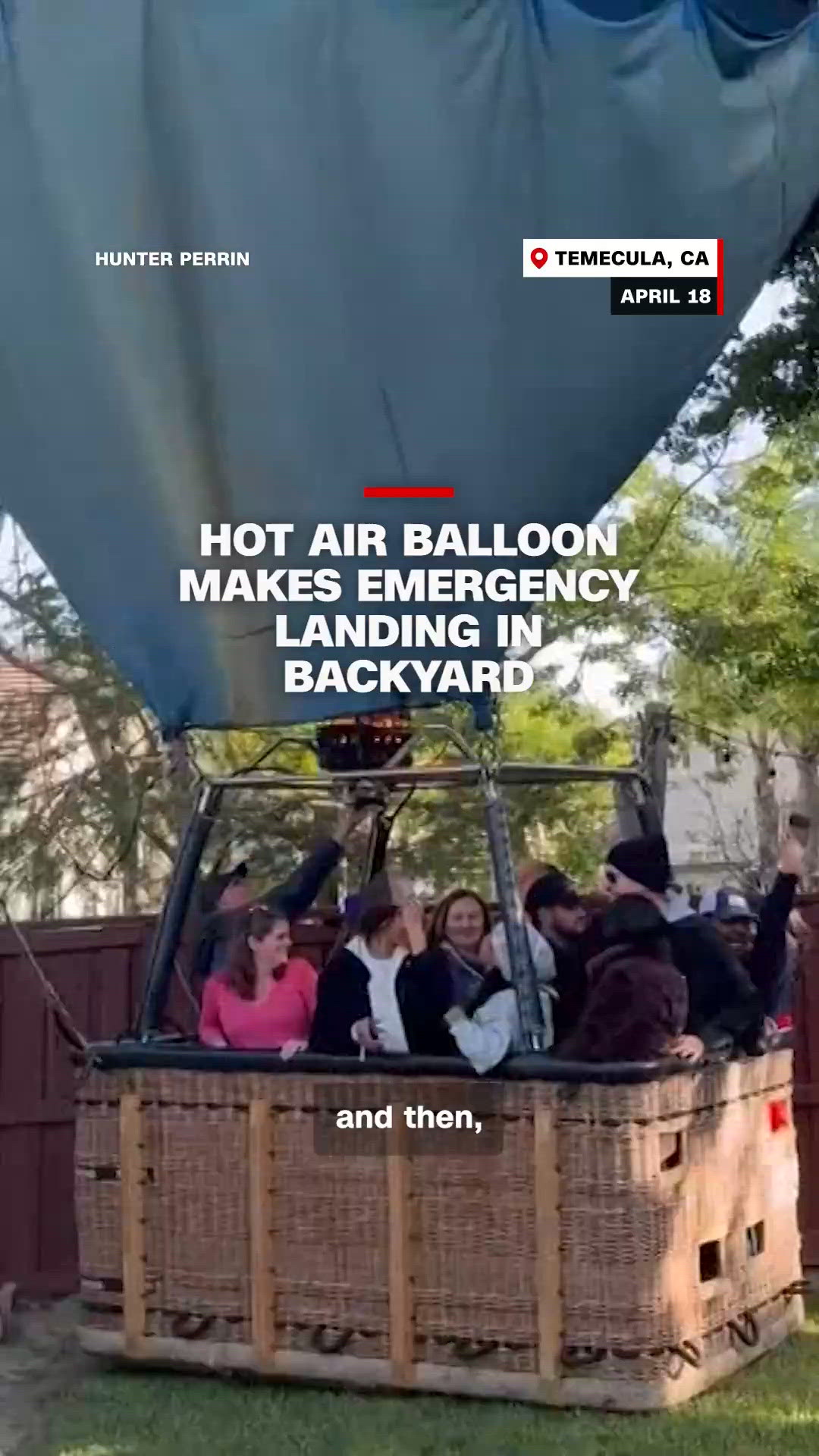 Hot air balloon makes an emergency landing