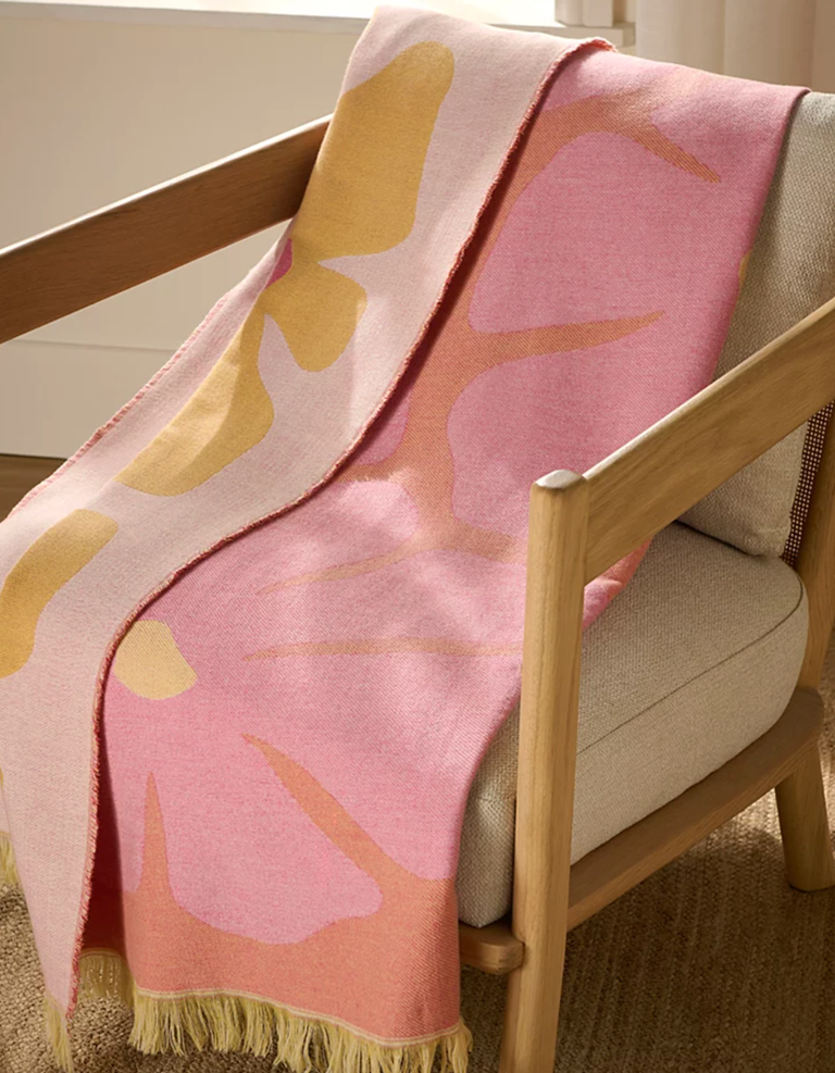 Pink and yellow is trending for spring and Asda’s £12 reversible throw ...