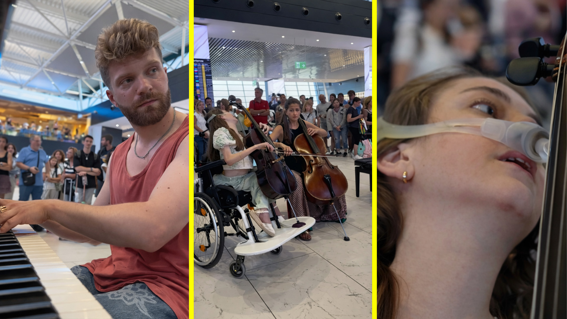 A cellist turns an airport into a music moment